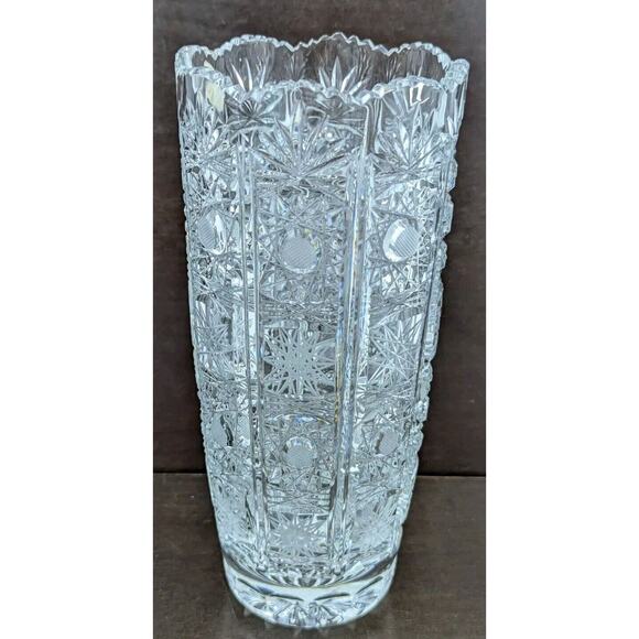 Poprad | Accents | Queens Lace Hand Cut Glass Crystal 84 Tall Vase ...